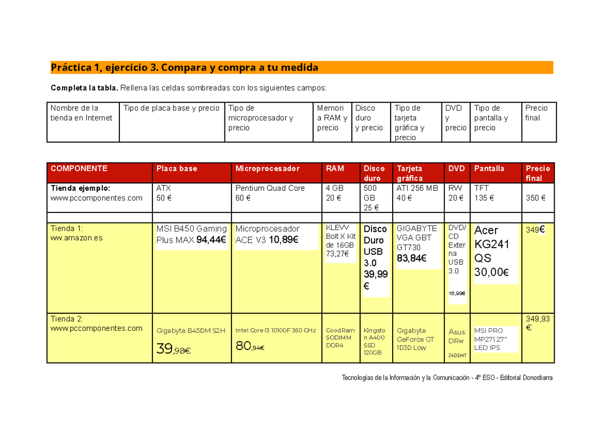 P1 E3 comparando - Todo necesario para el curso 2024/2025 - Práctica 1, ejercicio 3. Compara y ...