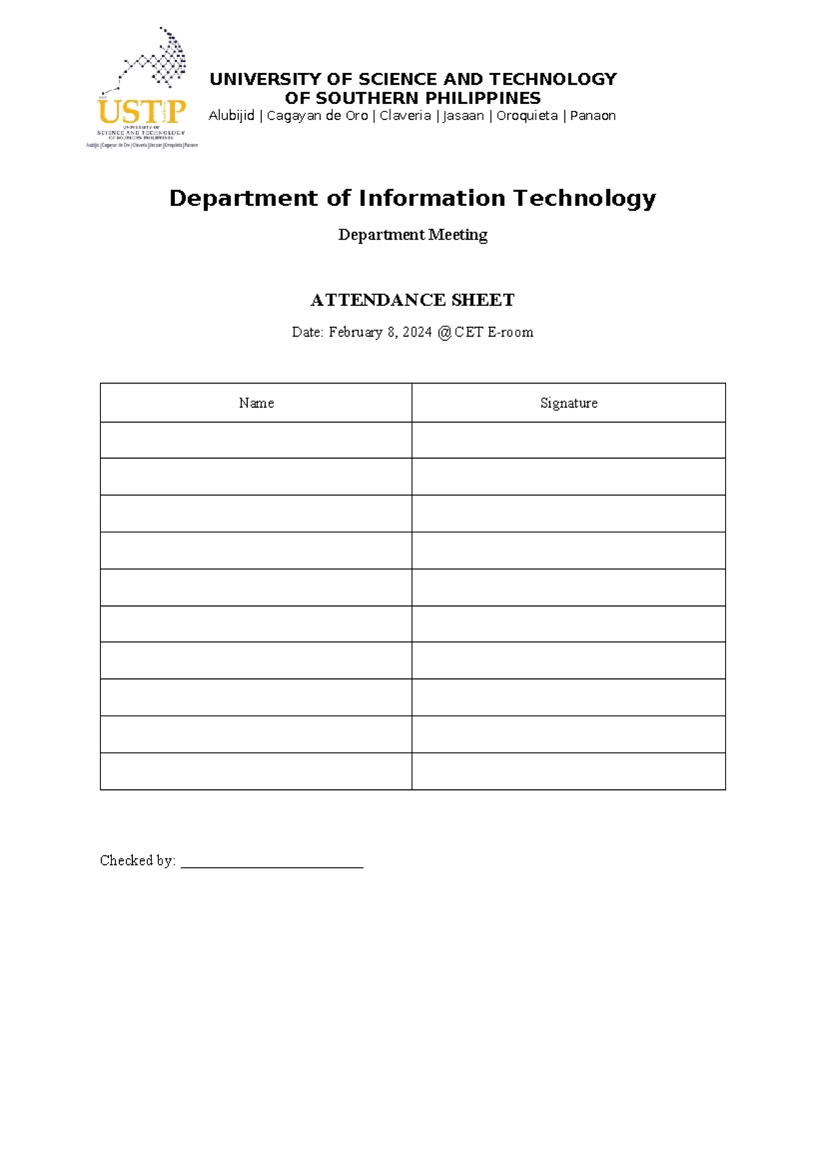 Attendance-sheet - fes - Science, Technology, And Society - UNIVERSITY ...