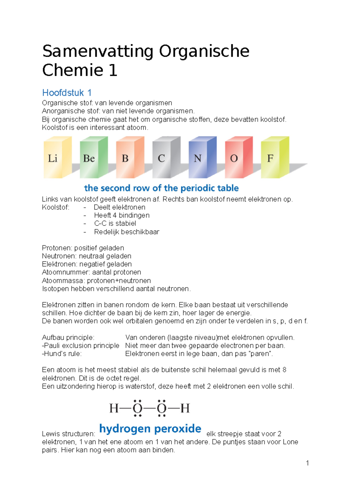 Samenvatting Organische Chemie 1 - Bij organische chemie gaat het om ...