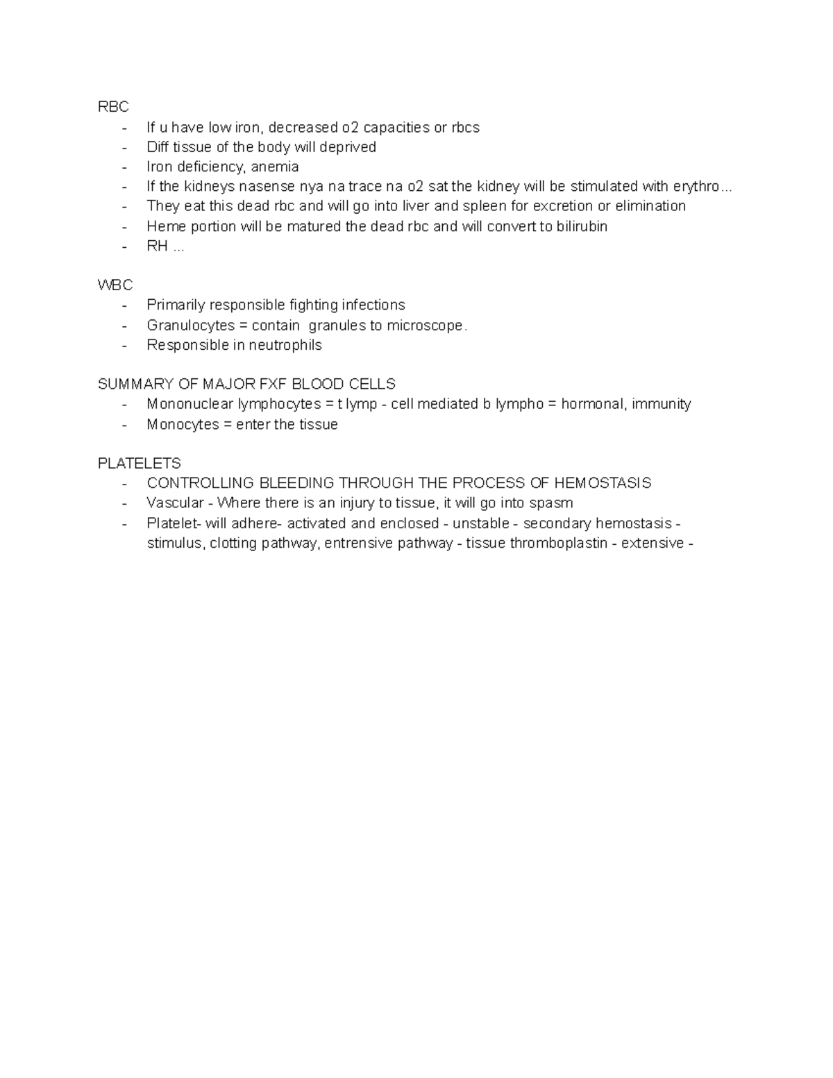 Anaphy Blood - RBC If u have low iron, decreased o2 capacities or rbcs ...