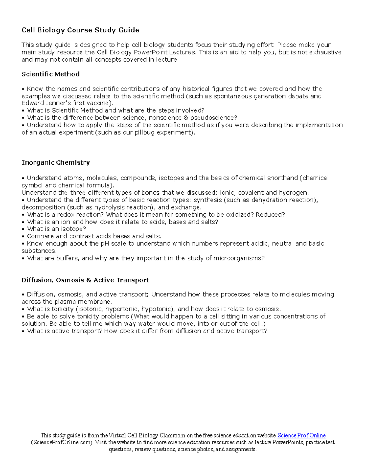 Cell Biology Course Study Guide - Please make your main study resource ...