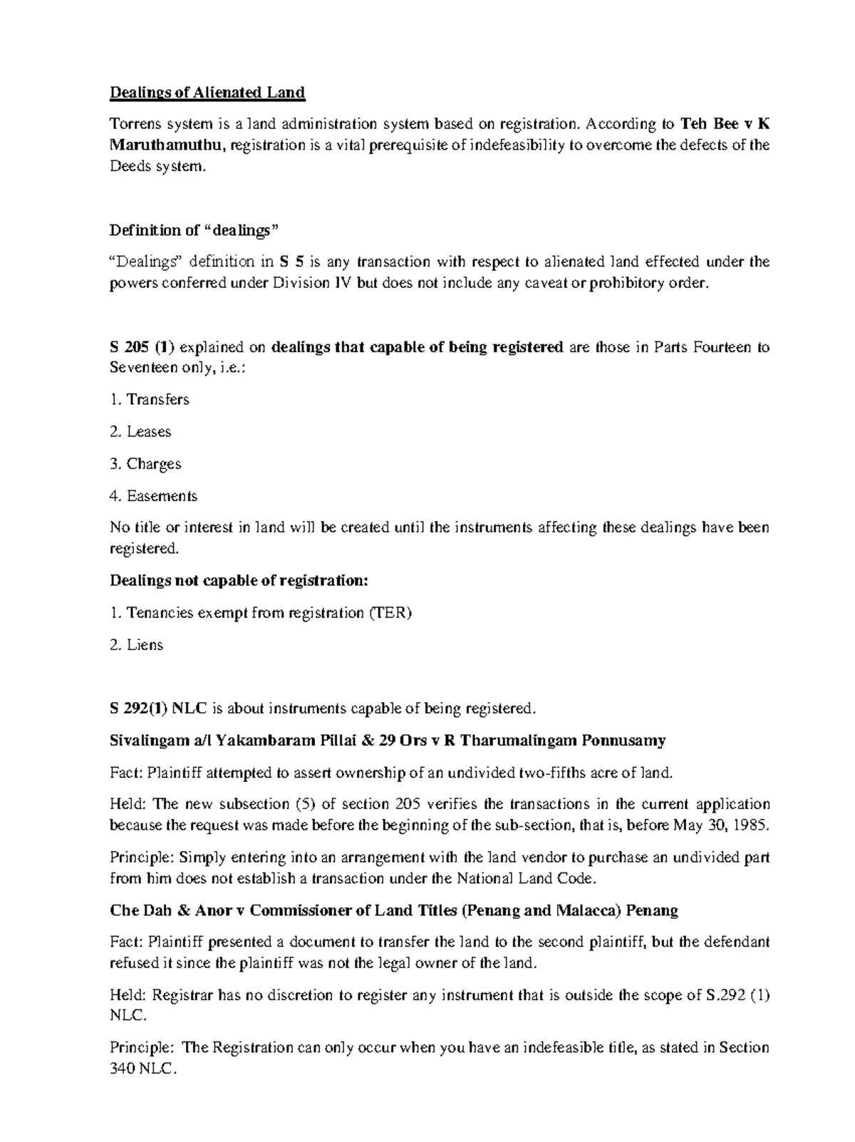 LL2 CHAP 1 - Torrens system is a land administration system based on ...
