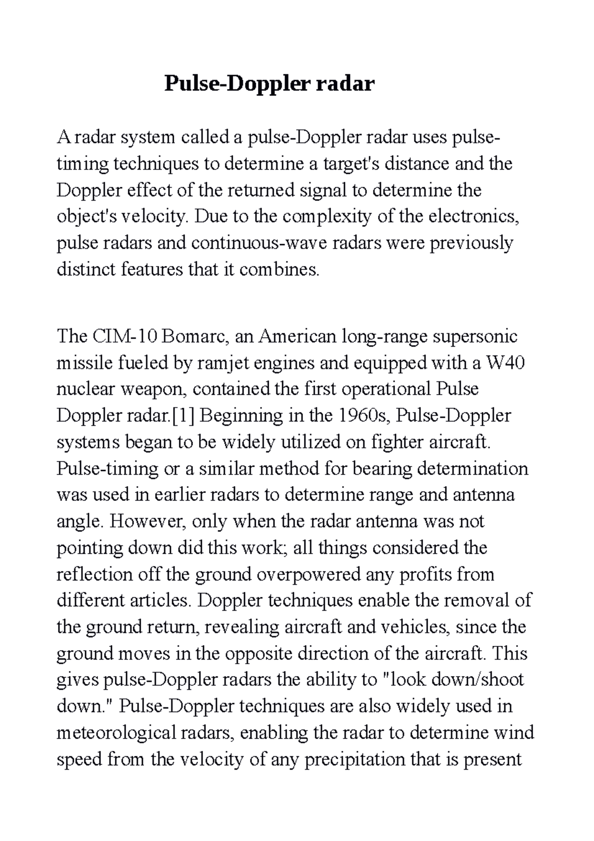 Pulse-Doppler radar - Chikki - Pulse-Doppler radar A radar system ...