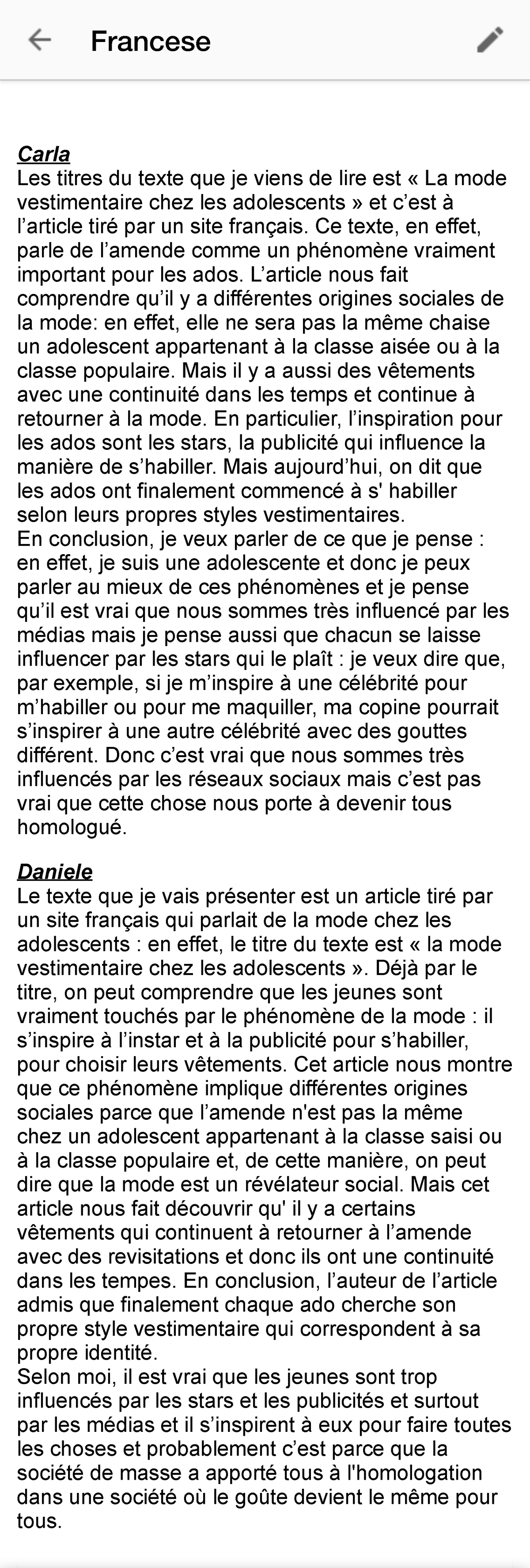 Francese - hugo - Carla Les titres du texte que je viens de lire est ...