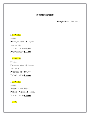 Final income taxation Chapter-5 - INCOME TAXATION Multiple Choice ...