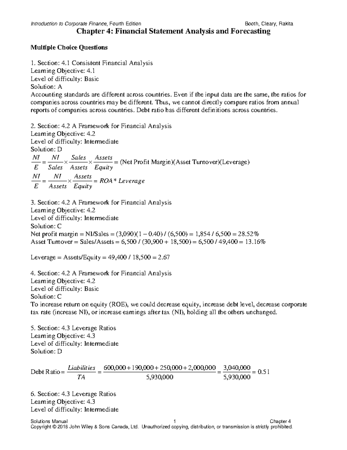Supplementary Problems Ch4.4 - Solutions Manual 1 Chapter 4 Chapter 4: Financial Statement ...