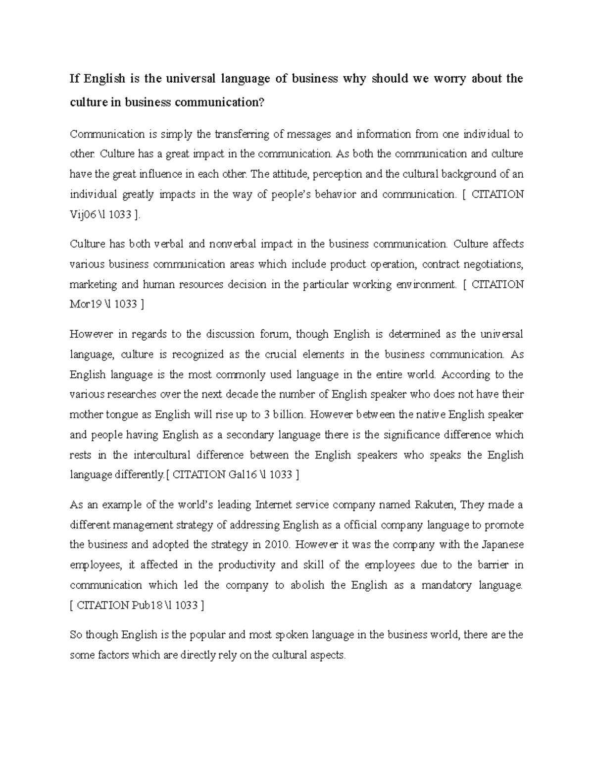 Discussion business communication - If English is the universal ...