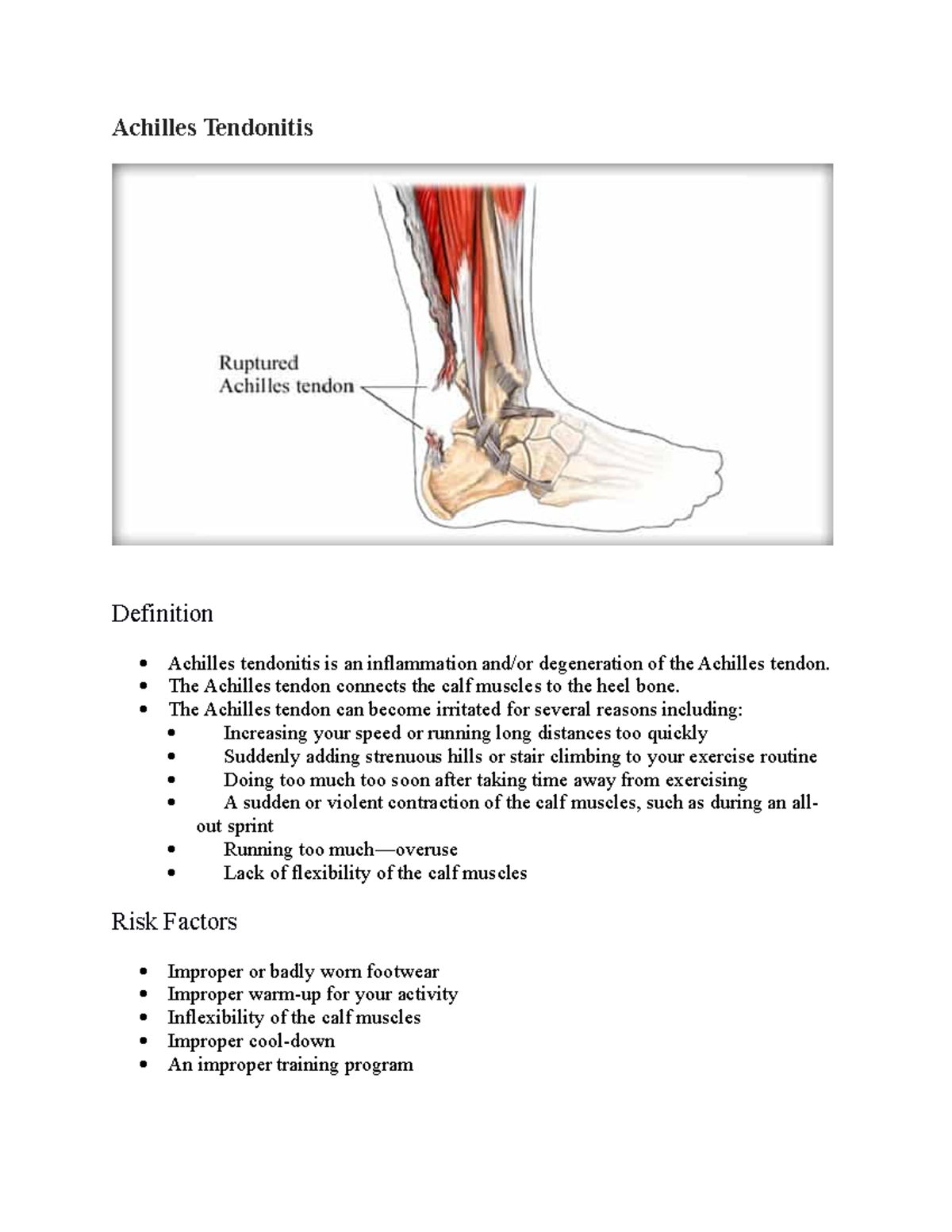 Achilles Tendonitis - The Achilles tendon connects the calf muscles to ...