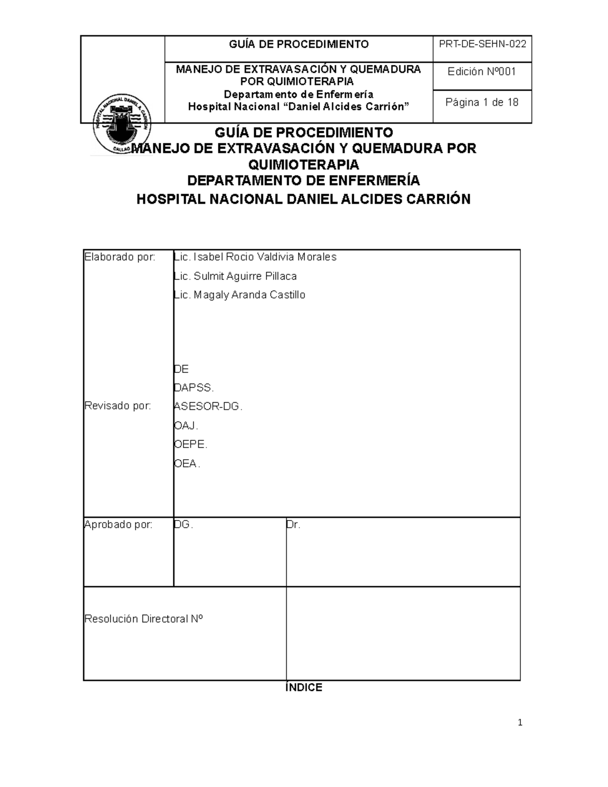 GUIA Procedimiento Extravasación Y Quemadura POR Quimioterapia - MANEJO ...