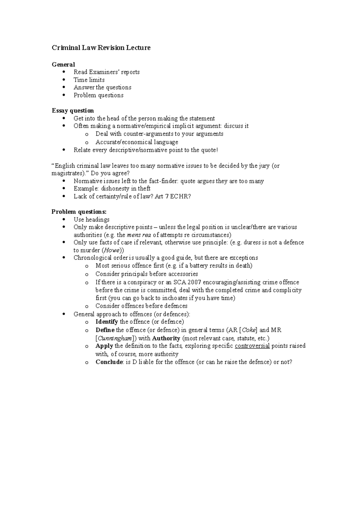 12. Criminal Law Revision Lecture - Criminal Law Revision Lecture ...
