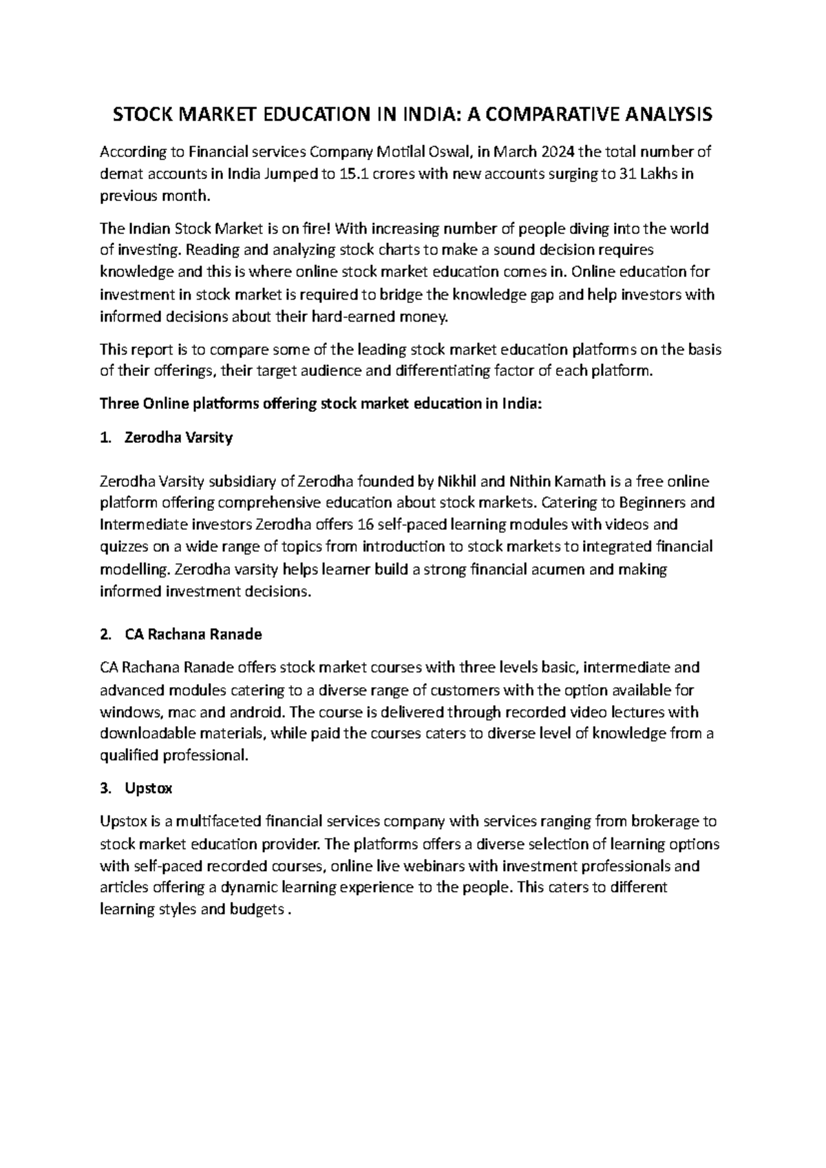 Stock Market Education IN India - STOCK MARKET EDUCATION IN INDIA: A ...