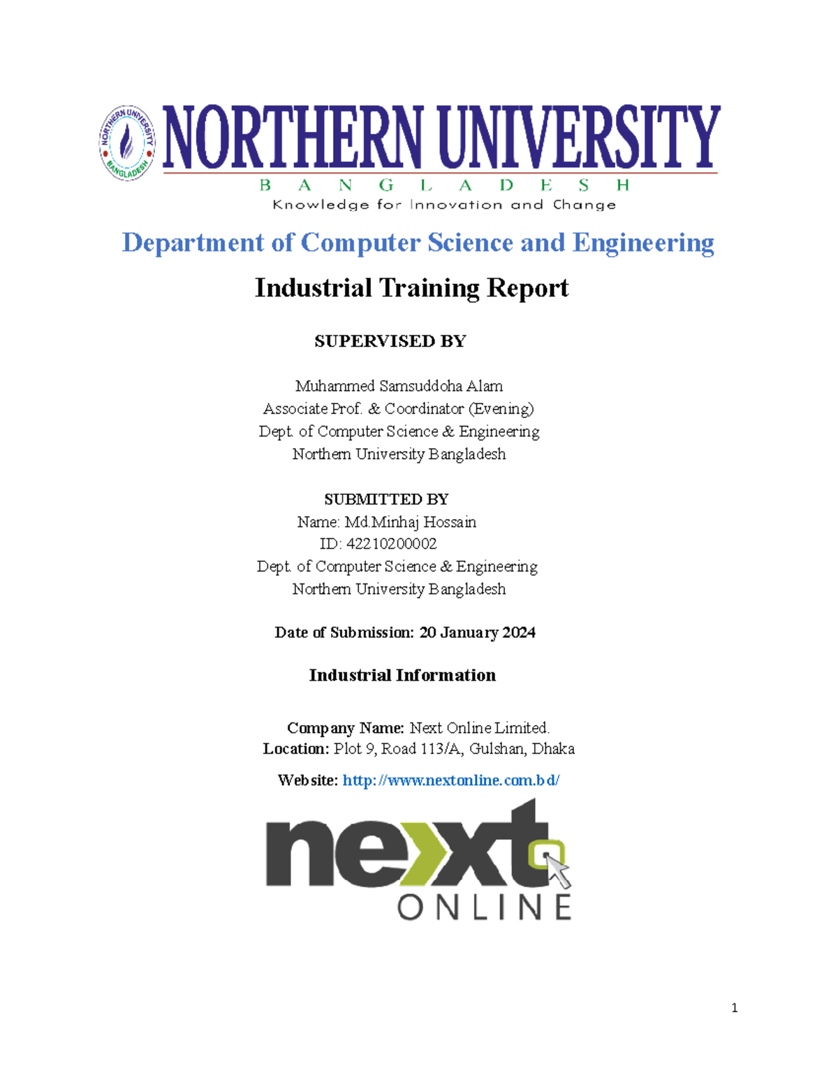 Industrial Training Report Networking - Department of Computer Science ...