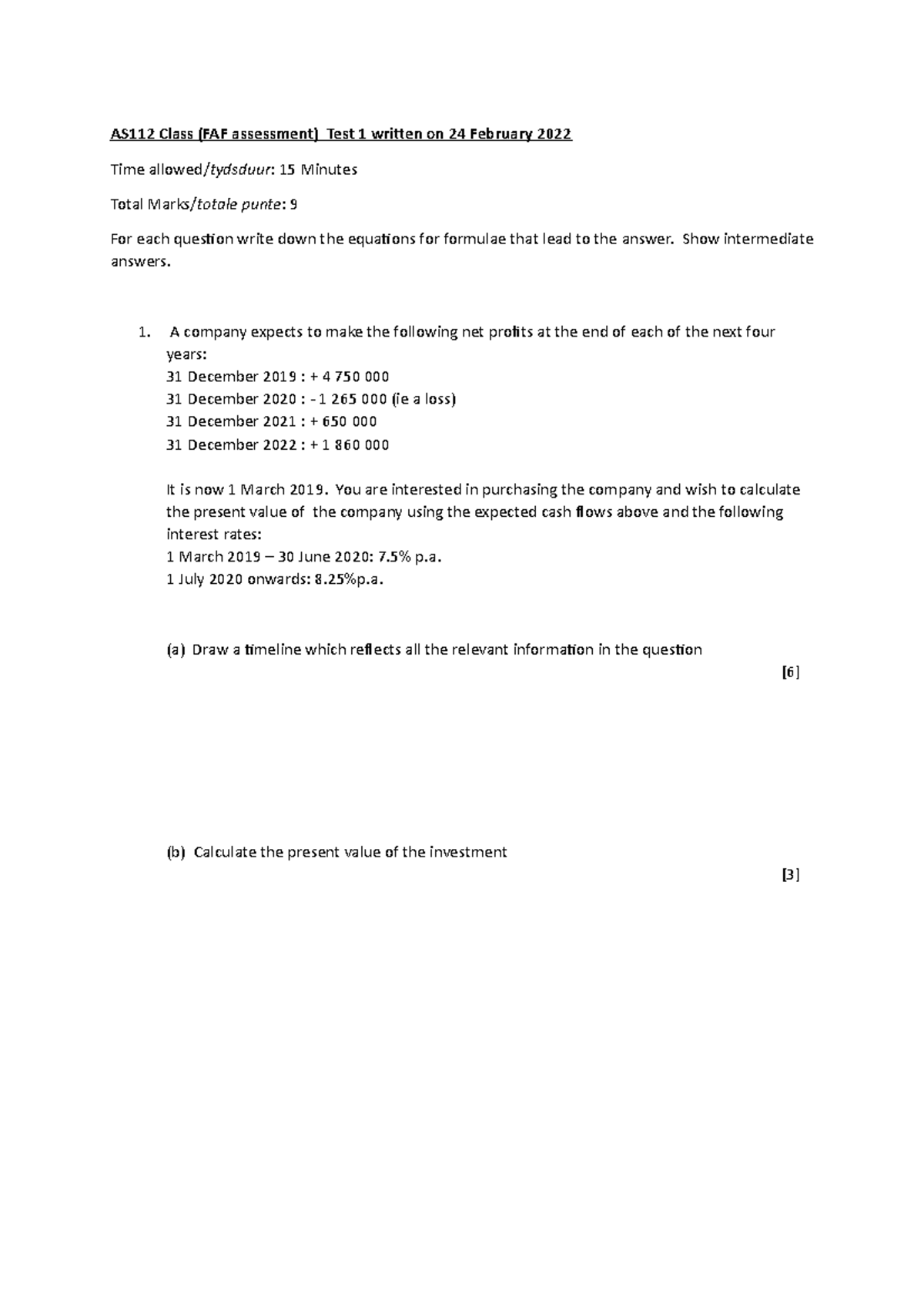 AS112 Class test 1 - blue copy - AS112 Class (FAF assessment) Test 1 ...