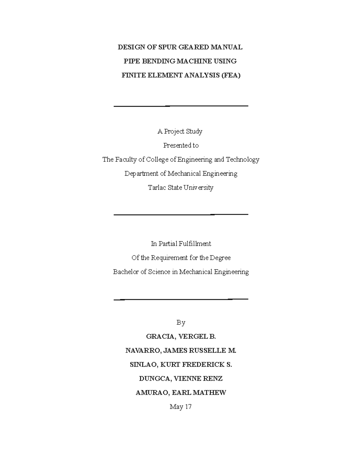 . Revised Paper - Design OF SPUR Geared Manual PIPE Bending Machine ...