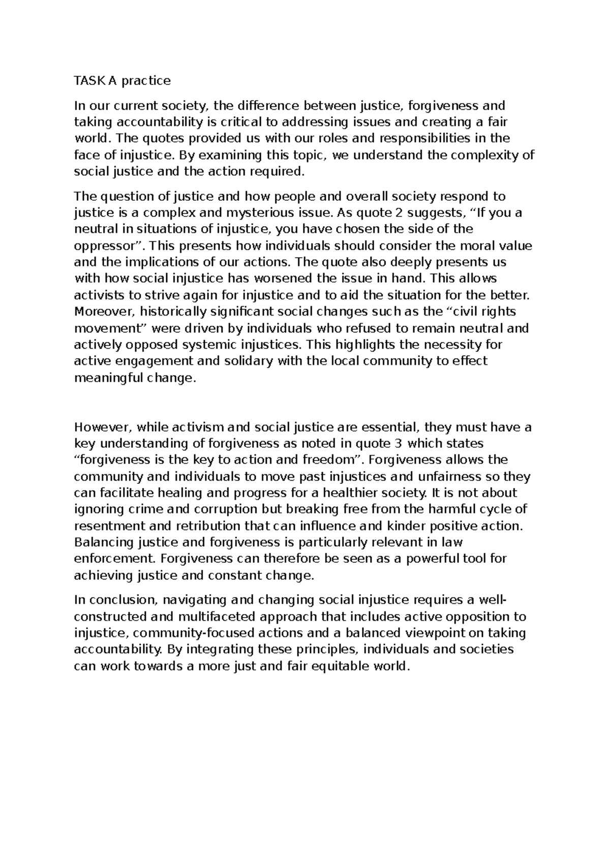 TASK A practice - gamsat essays - TASK A practice In our current ...