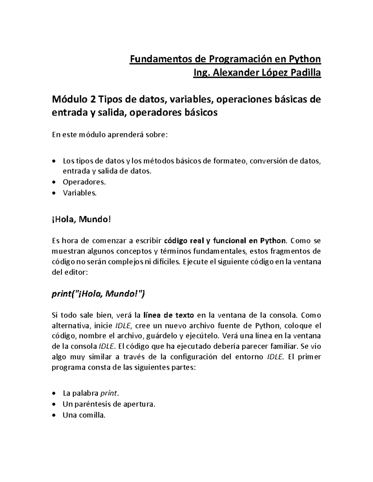 Fundamentos de Programación en Python - Módulo 2 - Fundamentos de ...