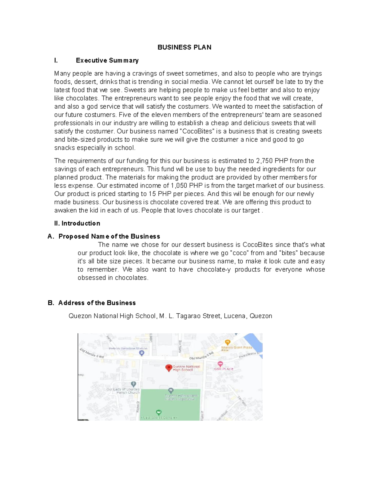 Business-PLAN 2 - sdfdsg - BUSINESS PLAN I. Executive Summary Many ...