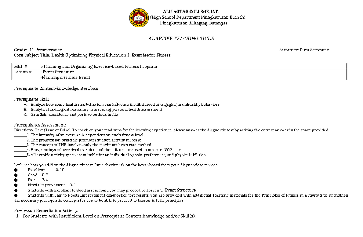 SHS ATG MET5 PE - ATG - ALITAGTAG COLLEGE, INC. (High School Department ...