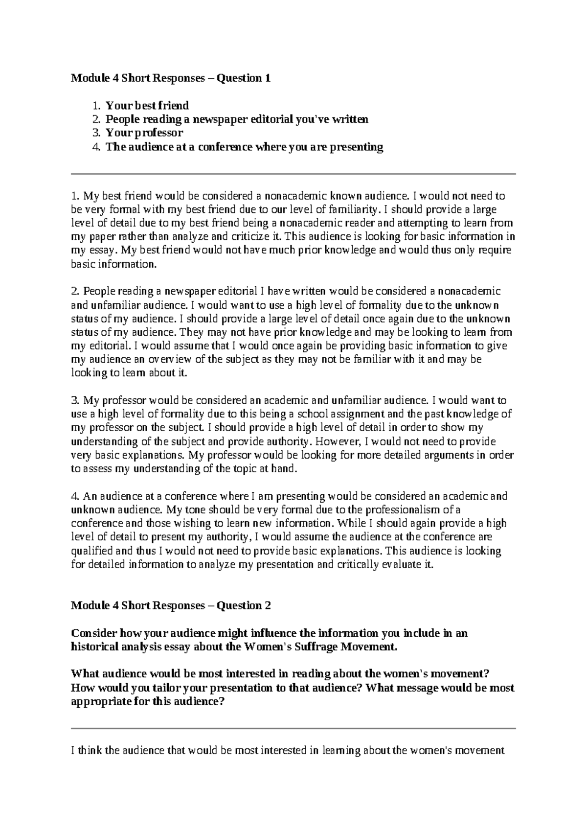 His-200 Module Four Short Response - Module 4 Short Responses ...