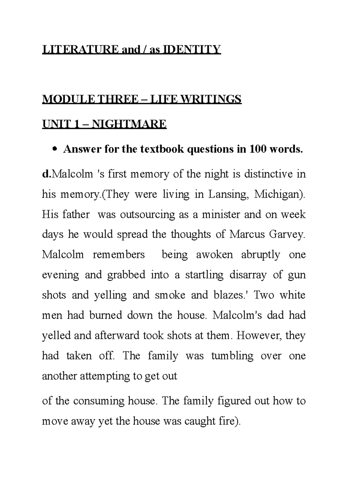 Literature and as Identity - Module 3 - U1 Notes - Part B - LITERATURE ...