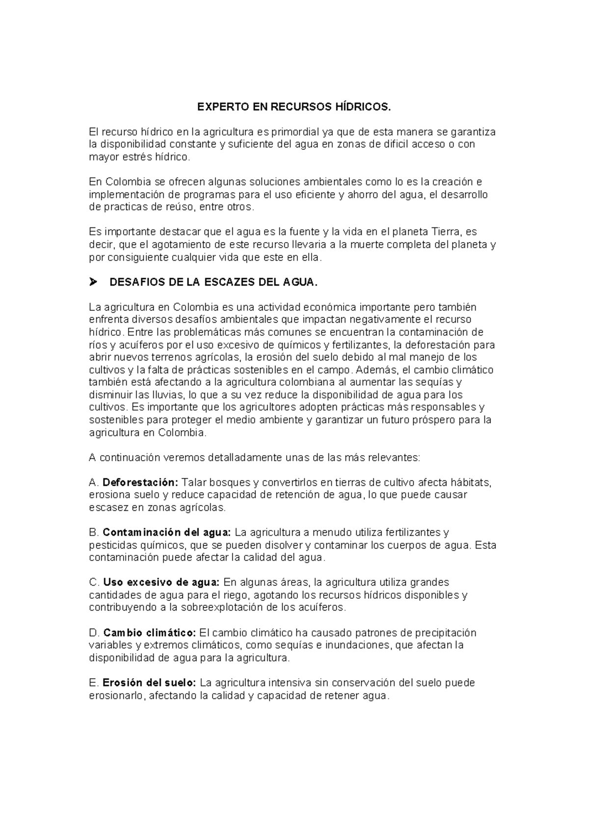 Experto EN Recursos Hídricos - EXPERTO EN RECURSOS HÍDRICOS. El recurso ...