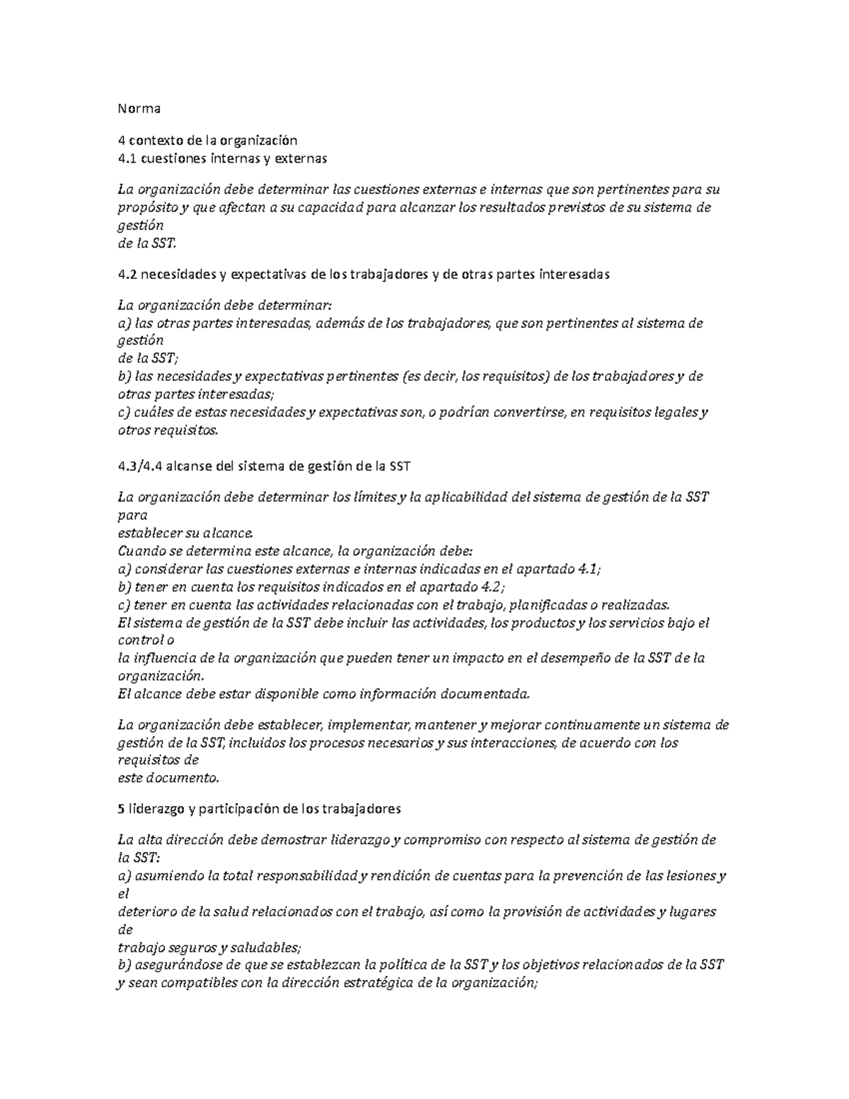 Seg - sadasdas - Norma 4 contexto de la organización 4 cuestiones ...