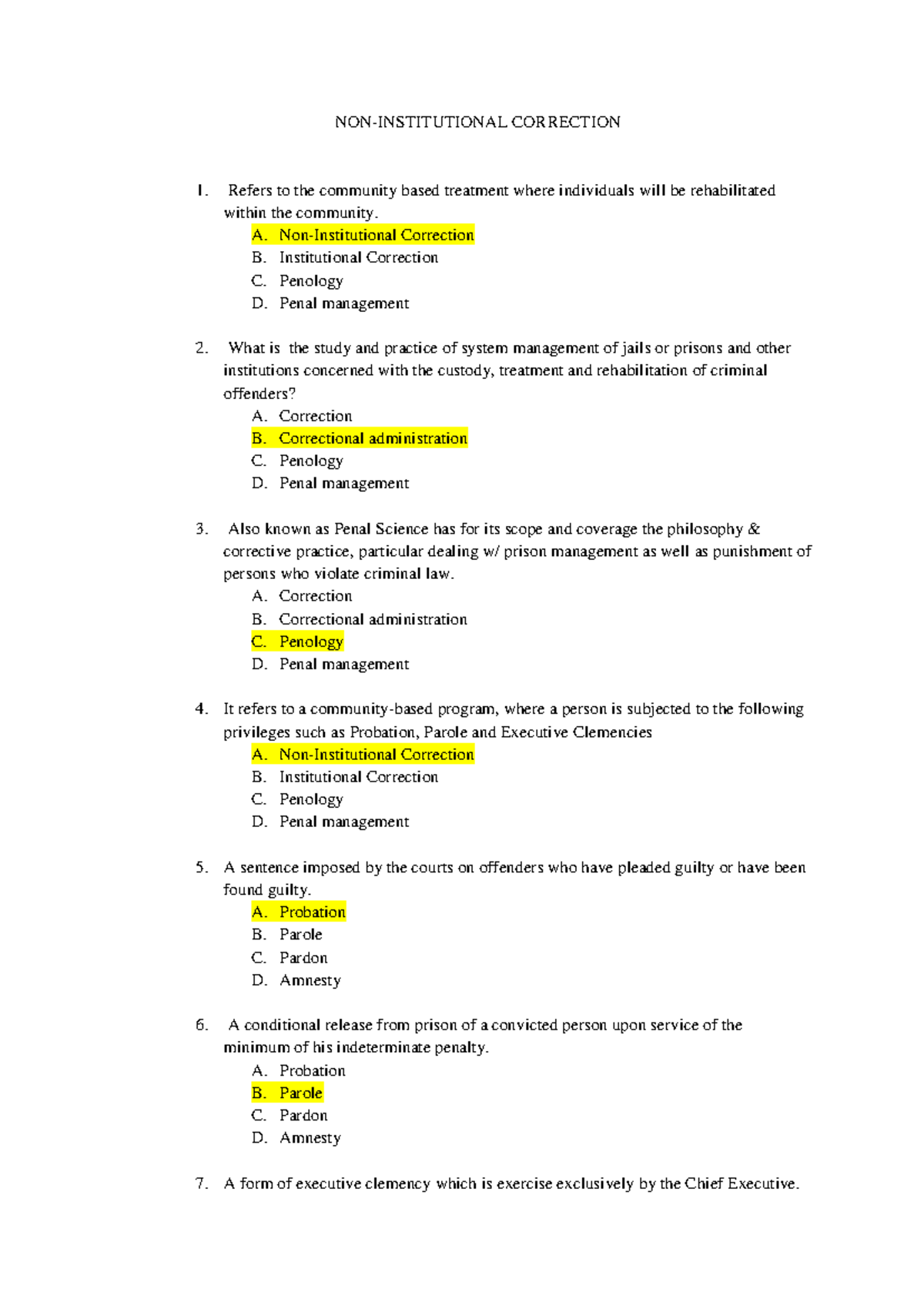 NON- Instituional Correction - NON-INSTITUTIONAL CORRECTION Refers to ...