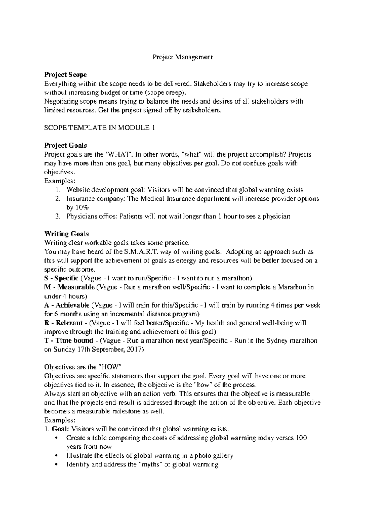 Project Management notes - Project Management Project Scope Everything ...