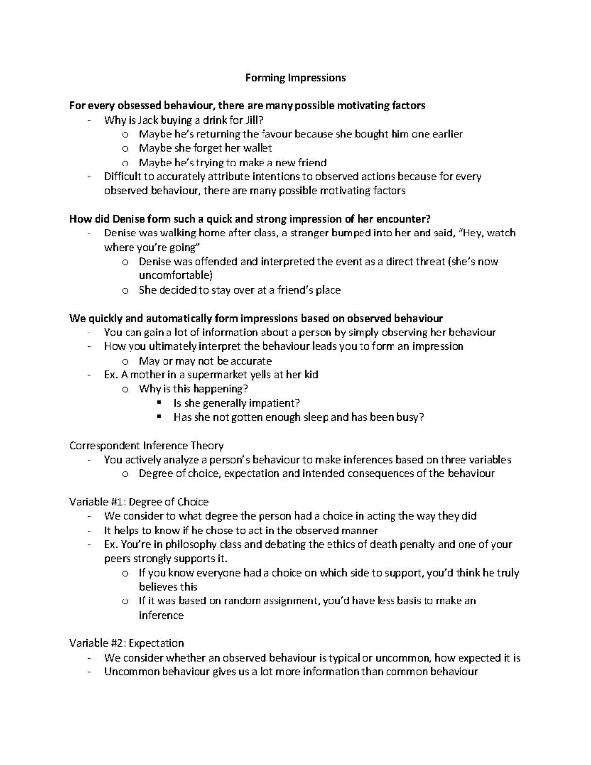 Forming Impressions - pdf notes - Forming Impressions For every ...