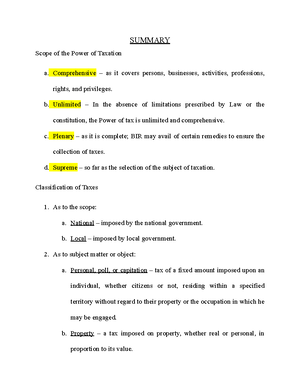 Income Taxes FOR Individual (Part 2) - SUMMARY FOR INDIVIDUAL TAXPAYERS ...