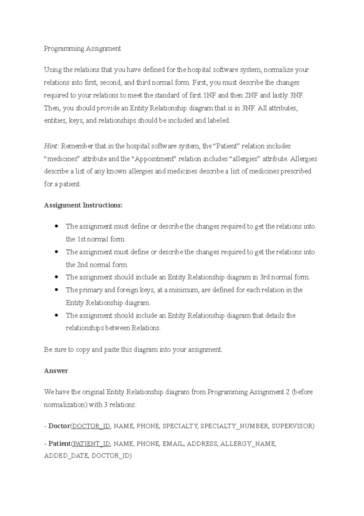 W4 written assignment week 4 - Programming Assignment Using the relations that you have defined ...