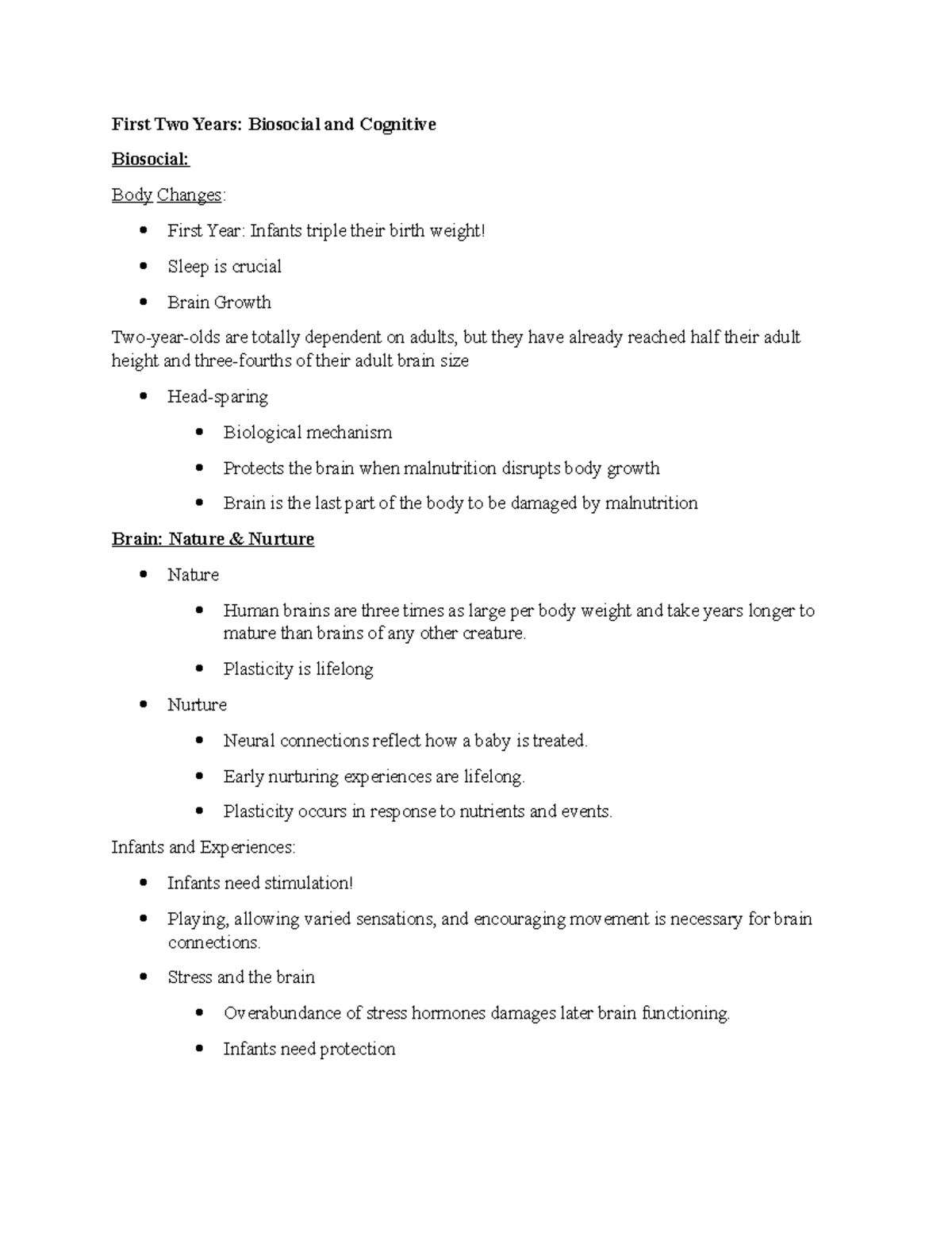 First two years, Biosocial and cognitive - First Two Years: Biosocial ...