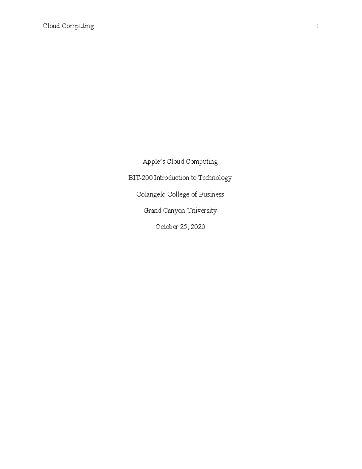 BIT Cloud Computing - Apple’s Cloud Computing BIT-200 Introduction to ...