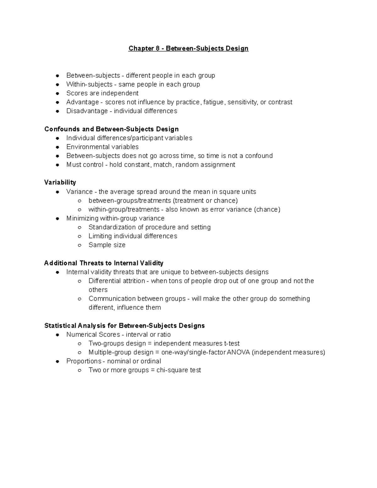 Chapter 8 - Between-Subjects Design - Chapter 8 - Between-Subjects ...
