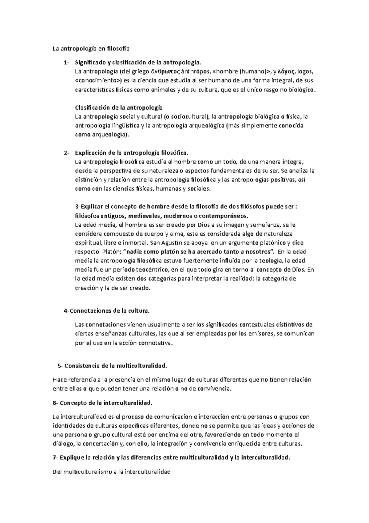 La antropologia en filosofía - La antropología en filosofía 1- Significado y clasificación de la ...