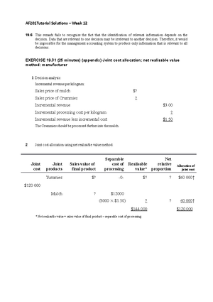 Lecture Guide Week 4 - AF201 – MANAGERIAL ACCOUNTING WEEK 4 – LECTURE ...
