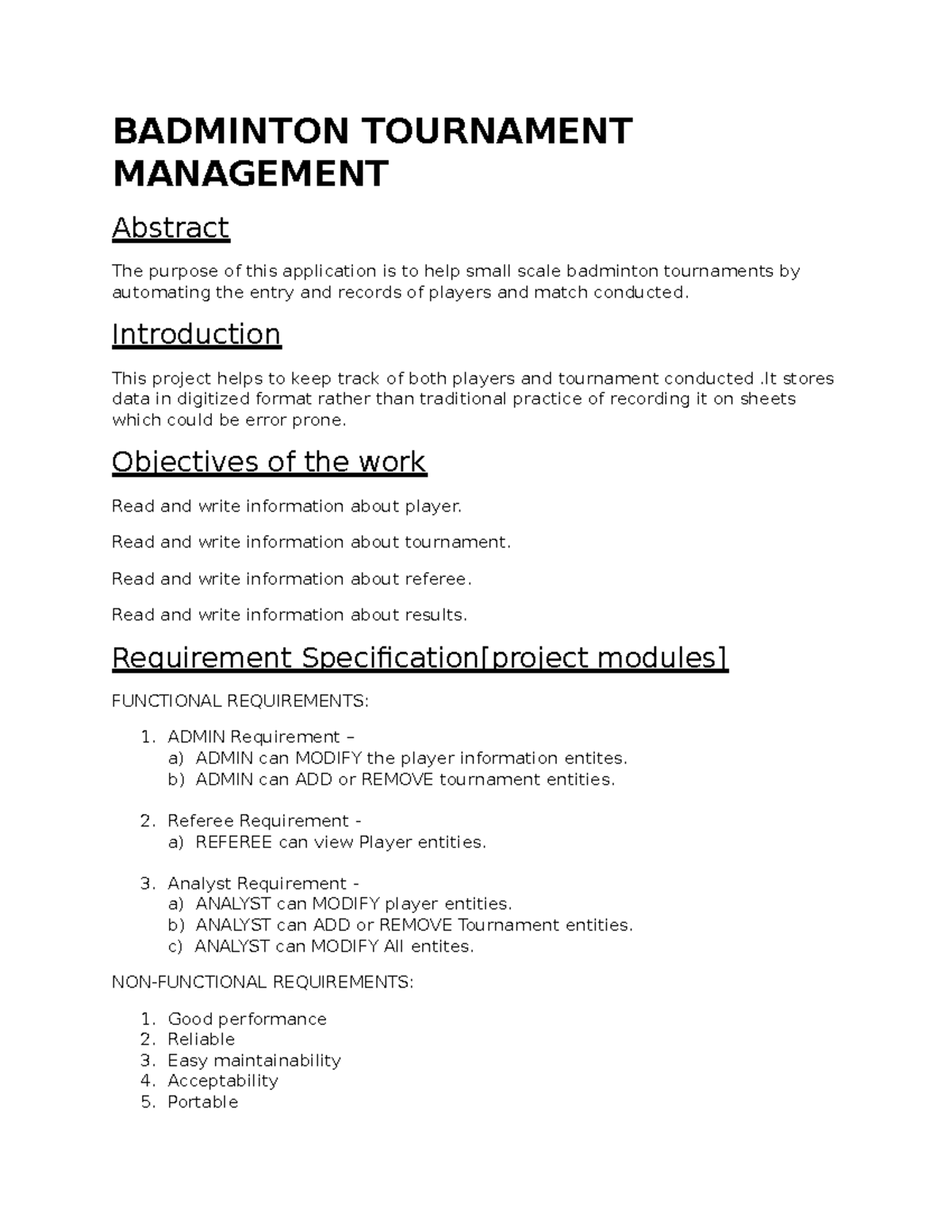 Badminton Tournament Management - BADMINTON TOURNAMENT MANAGEMENT ...