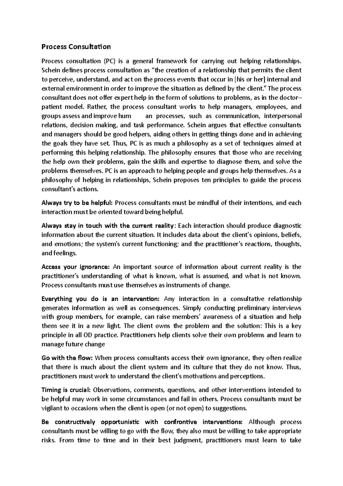 Process Consultation - Process Consultation Process consultation (PC ...