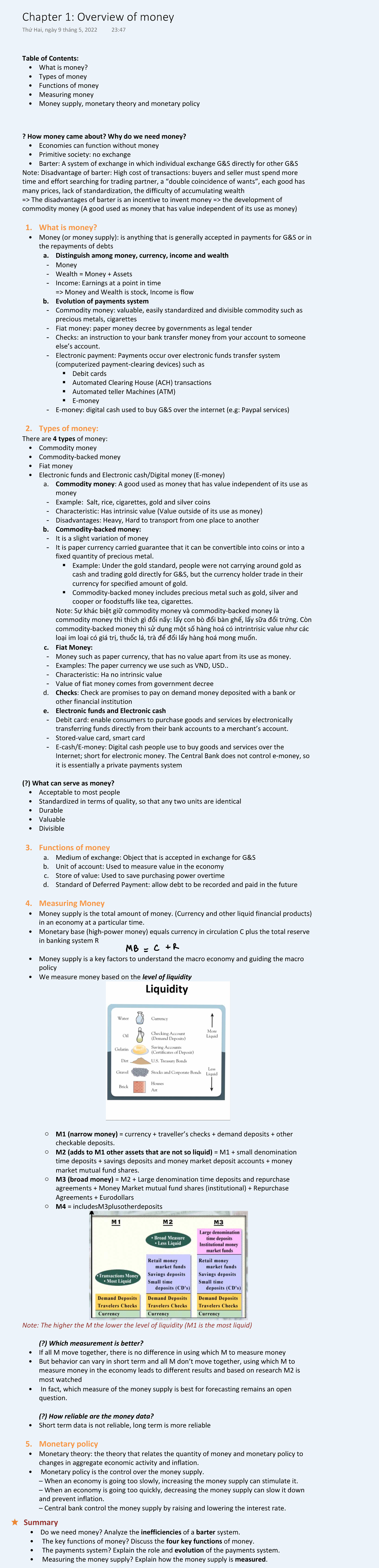 Chapter 1 Overview of money - Table of Contents: - What is money ...