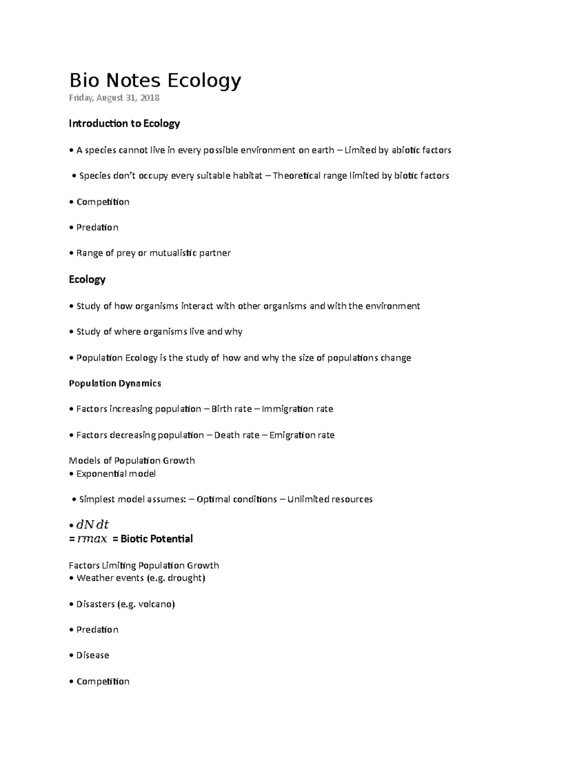 Bio Notes Ecology - Bio Notes Ecology Friday, August 31, 2018 ...