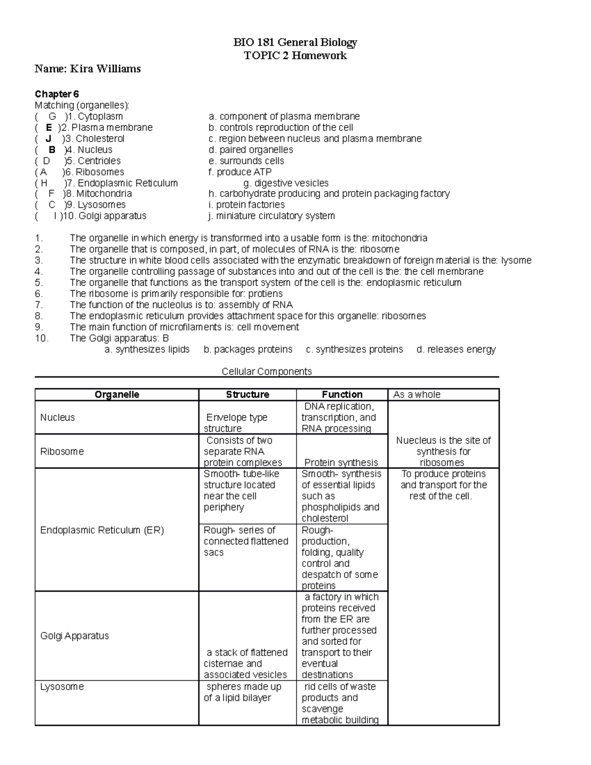 WEEK 3-HW- CH 6 worksheet - BIO 181 General Biology TOPIC 2 Homework ...
