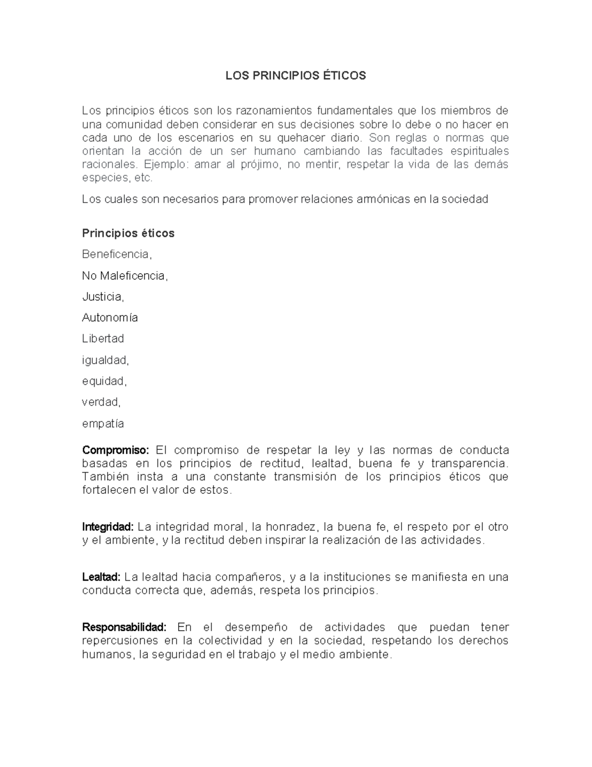 Bases Eticas Y Epistemologicas exposicion - LOS PRINCIPIOS ÉTICOS Los ...