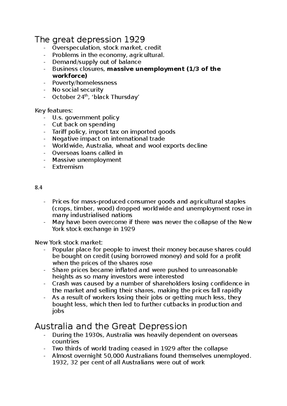 The great depression 1929 - The great depression 1929 Overspeculation ...