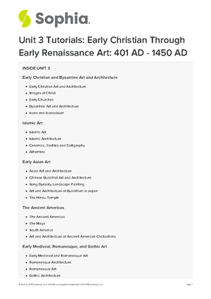 Unit 1 tutorials introduction to art history - Unit 1 Tutorials ...