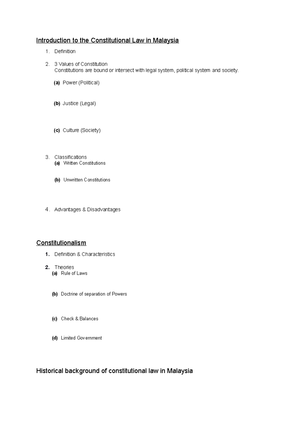 Constitutional Law Notes Introduction To The Constitutional Law In