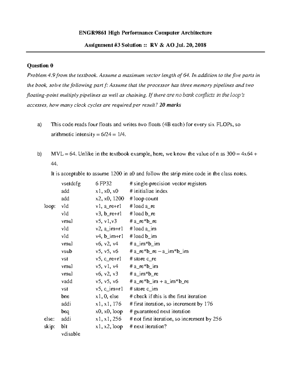 Solutions Assignment #3 - ENGR9861 High Performance Computer ...