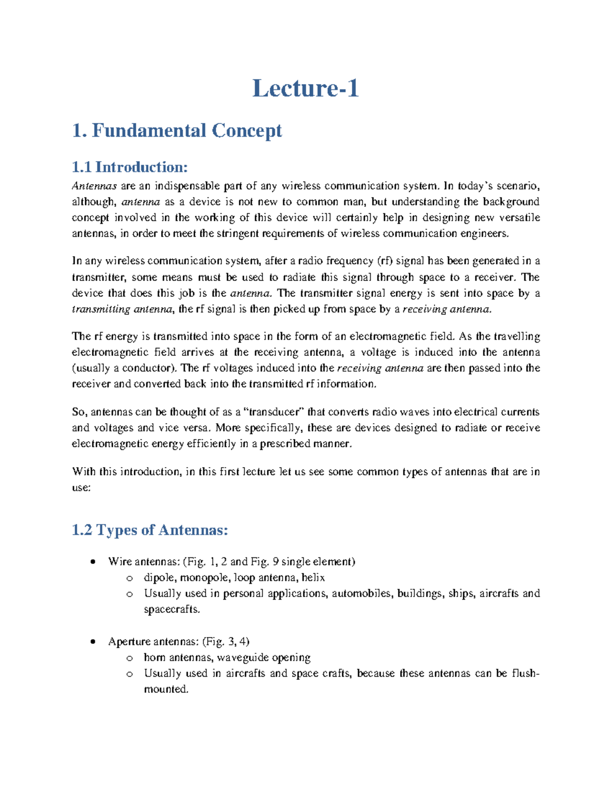 M1L1 - Lecture notes 1 - Lecture- 1. Fundamental Concept 1 Introduction ...