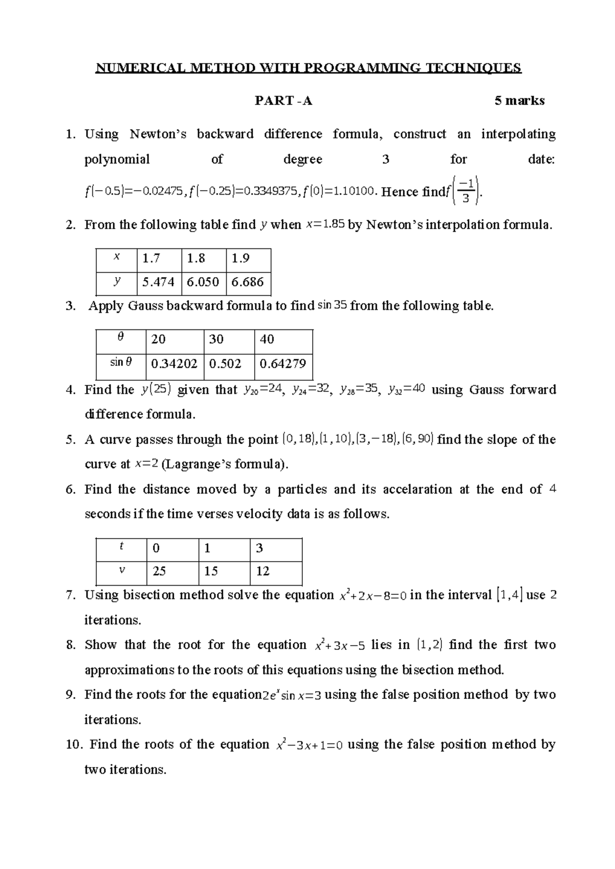 Numerical Method WITH Programming Techniques QB - NUMERICAL METHOD WITH PROGRAMMING TECHNIQUES ...