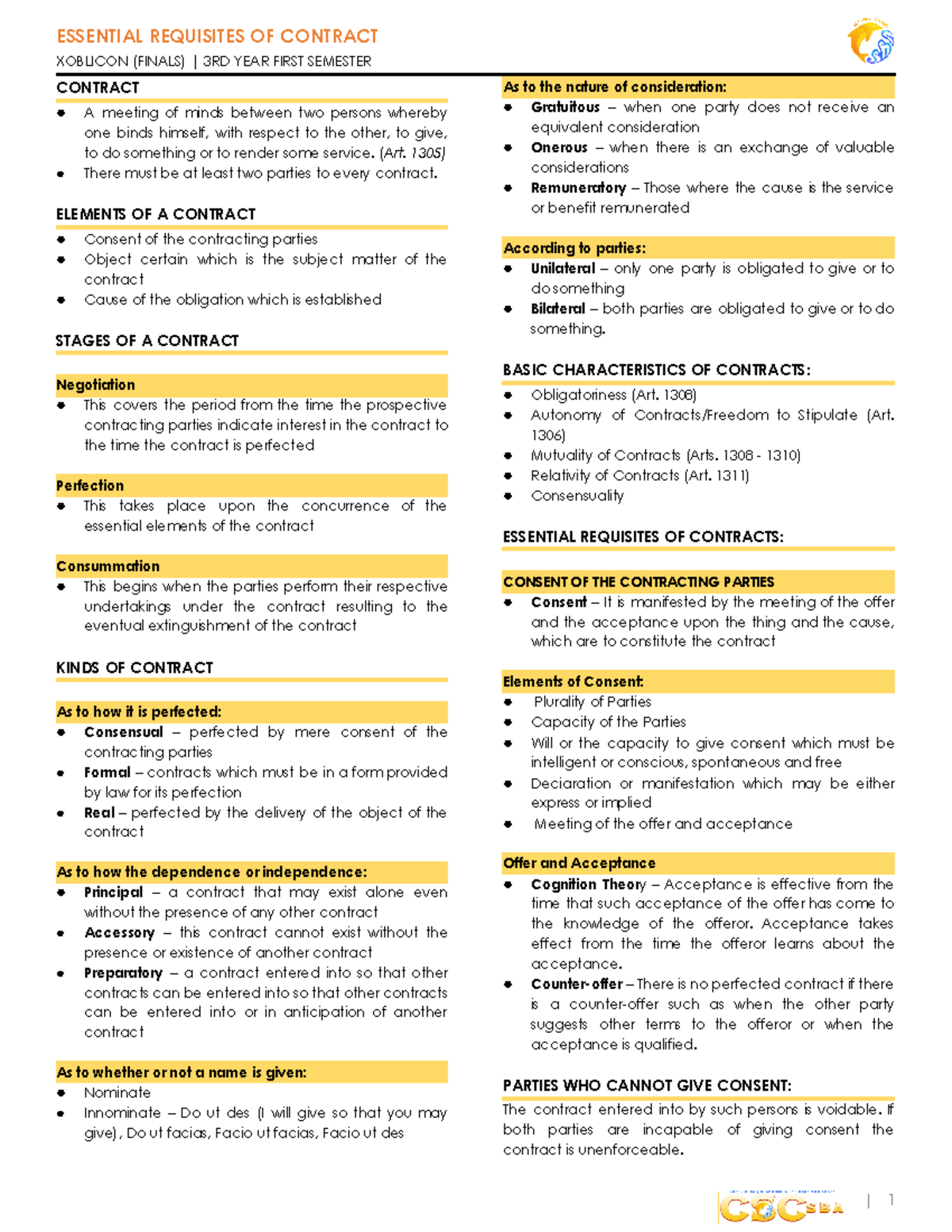 Law on Obligation and Contracts 2 - ESSENTIAL REQUISITES OF CONTRACT ...