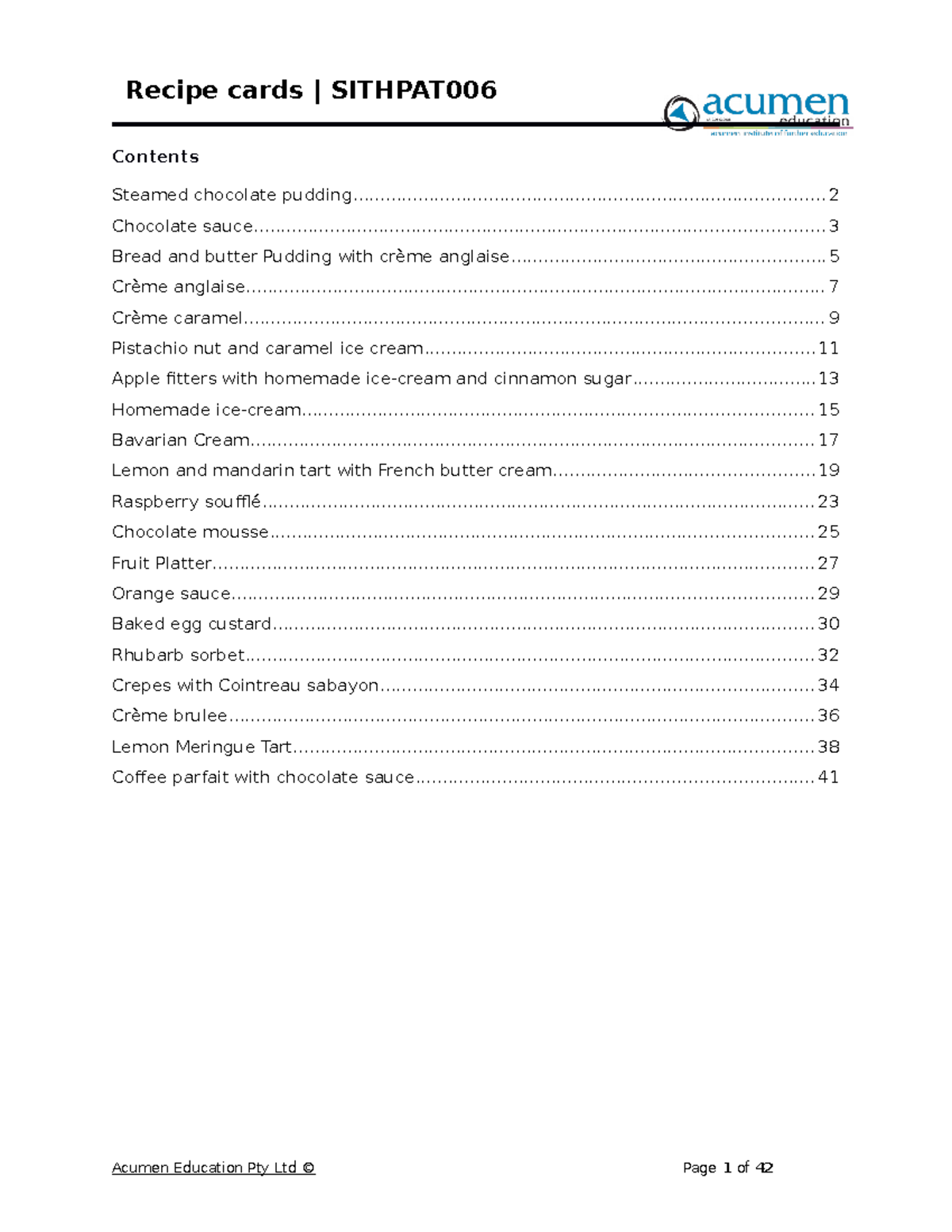 Sithpat 006 - Appendix - Recipe Card-2-1 - SITHPAT007 - Studocu